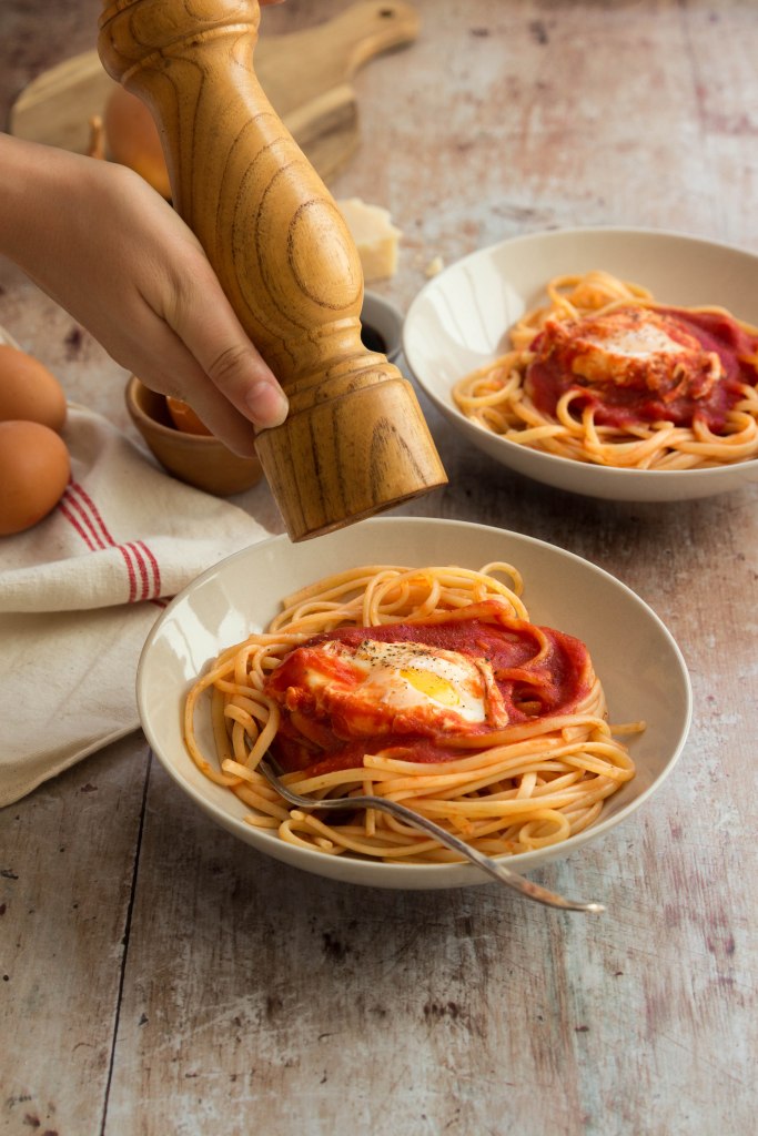 Linguines à la tomate et œuf au vinaigre balsamique – mon délicieux ...